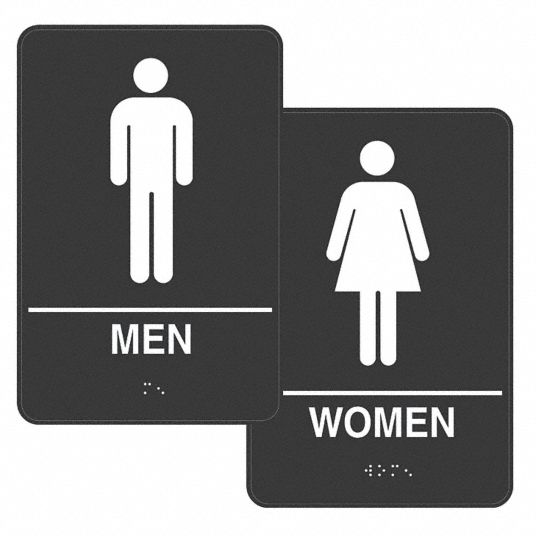 Plastic, Surface Sign Mounting, Restroom Signs - 2UWZ8|98095 - Grainger