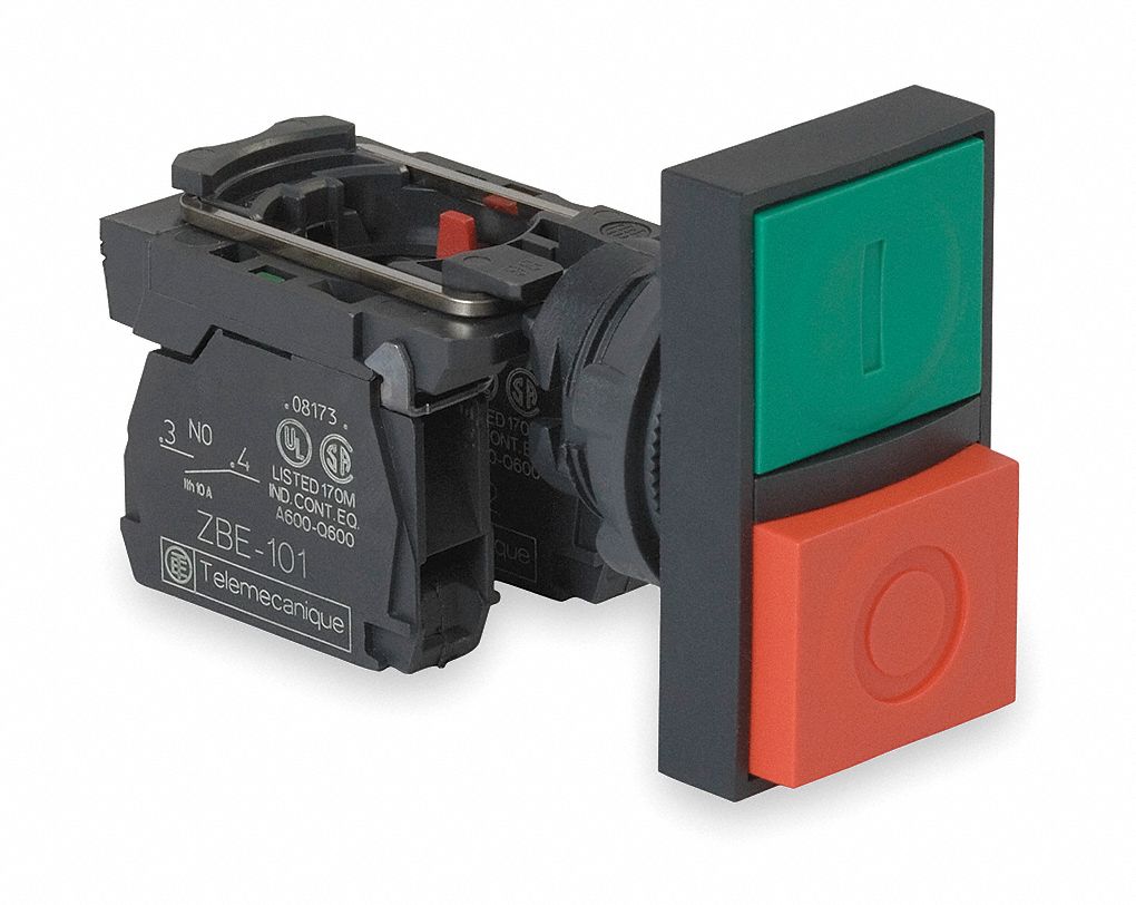 Push Button,Green/Red,Plastic,22mm - Grainger