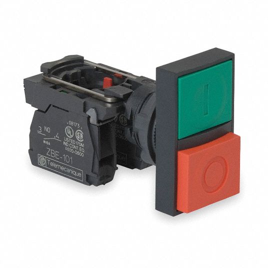 Push Button,Green/Red,Plastic,22mm - Grainger