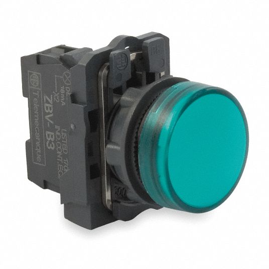 SCHNEIDER ELECTRIC, 22 mm Panel Mounting Size, Green, Pilot Light ...