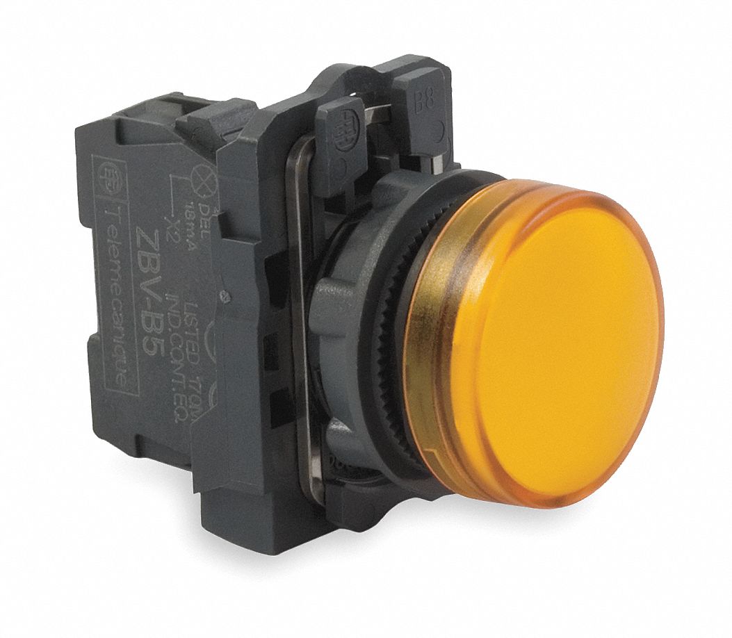 SCHNEIDER ELECTRIC, 22 mm Panel Mounting Size, Orange, Pilot Light ...