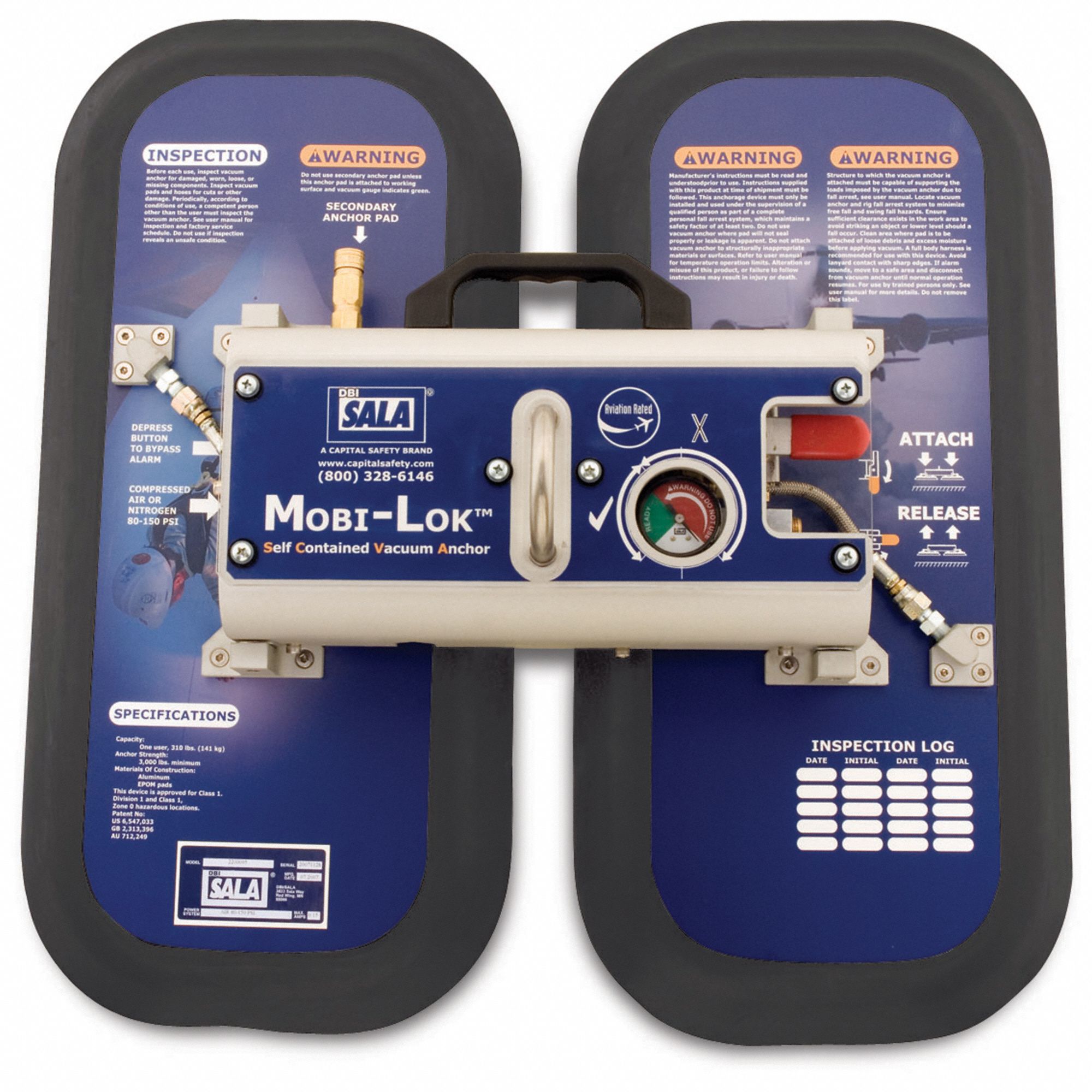 3M DBI-SALA, 1 Workers Per System, 310 lb Wt Capacity, Vacuum Anchor ...