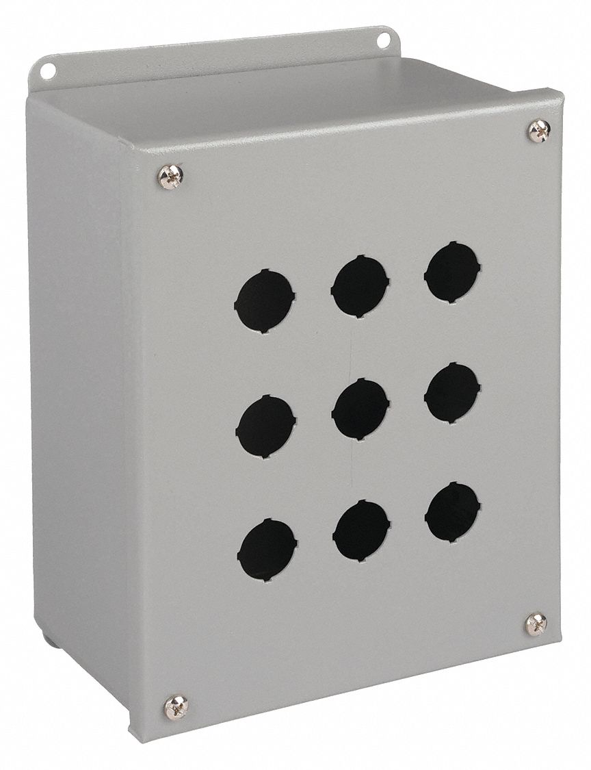 WIEGMANN, 22mm, 9 Holes, Push Button Enclosure - 2VB64|PBGX9 - Grainger