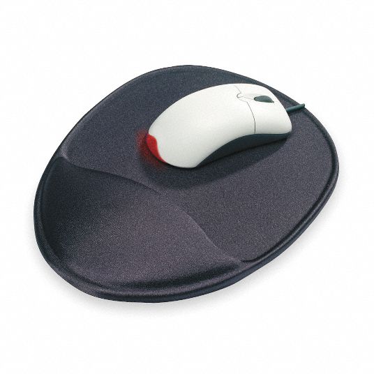Mouse Pad w/Wrist Support,Black,Oval - Grainger