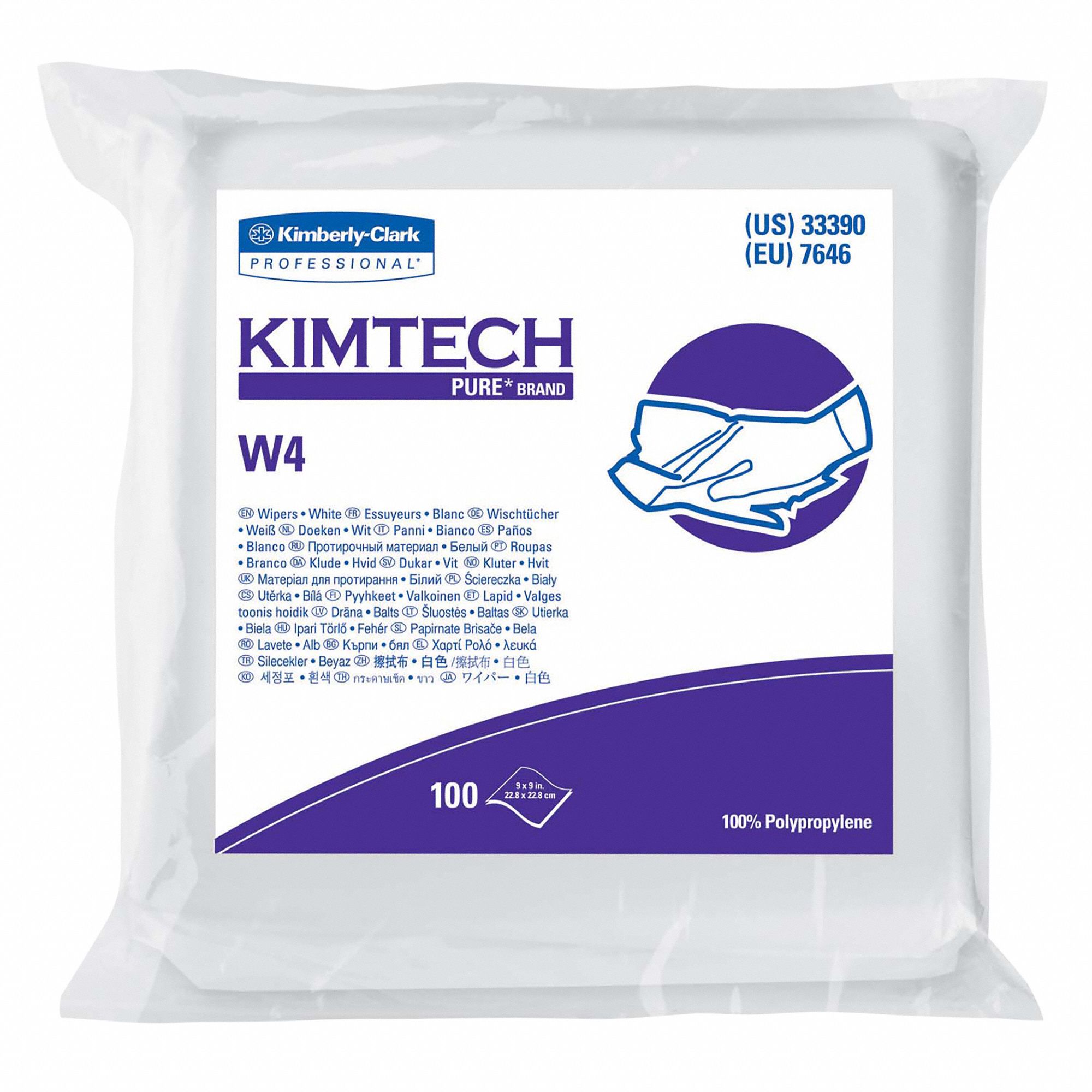 KIMTECH Dry Wipe, KIMTECH PURE W4, 9 in x 9 in, Number of Sheets 100 ...