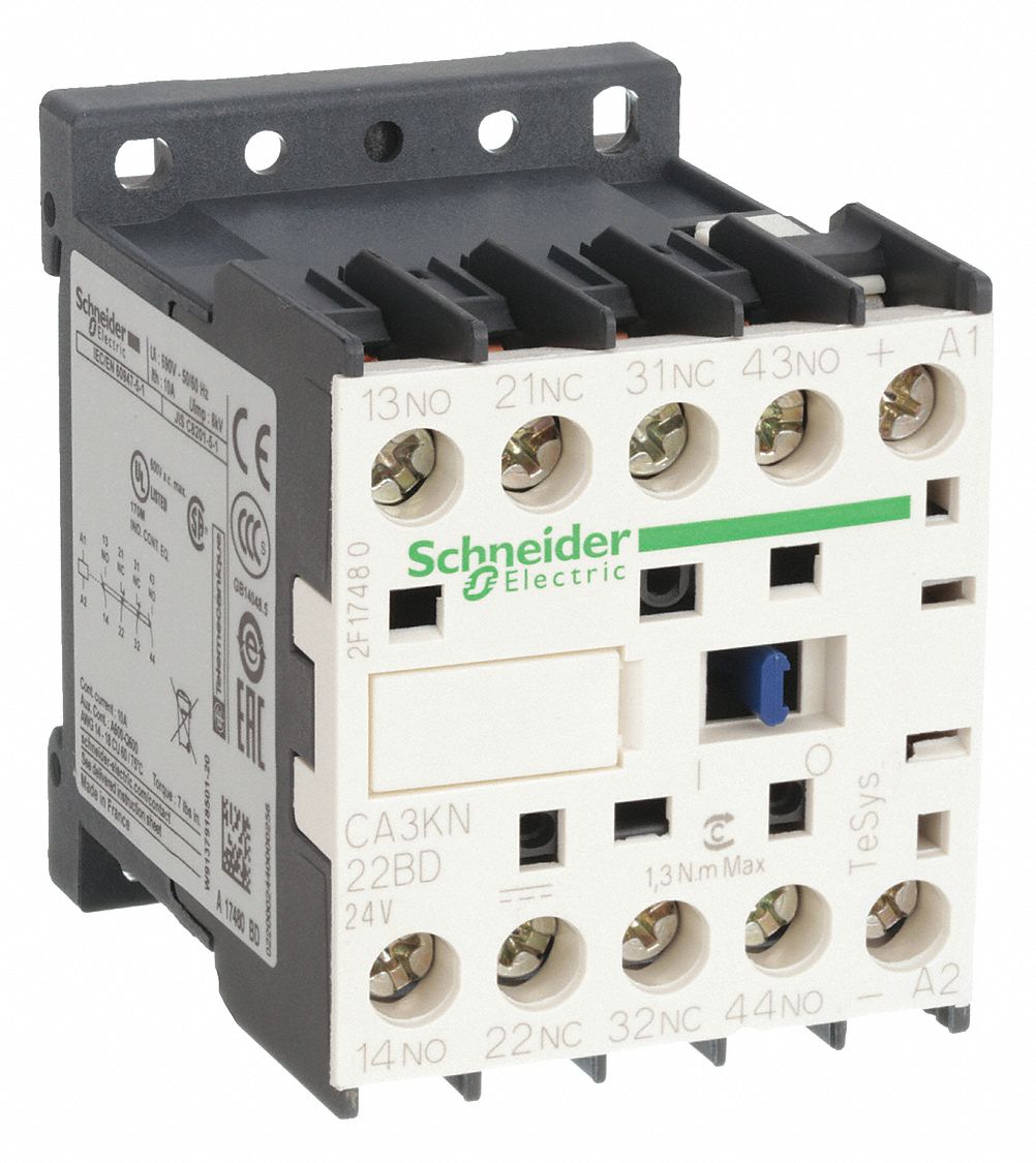 SCHNEIDER, DIN-Rail & Surface Relay Mounting, 24V DC Coil Volt, IEC ...