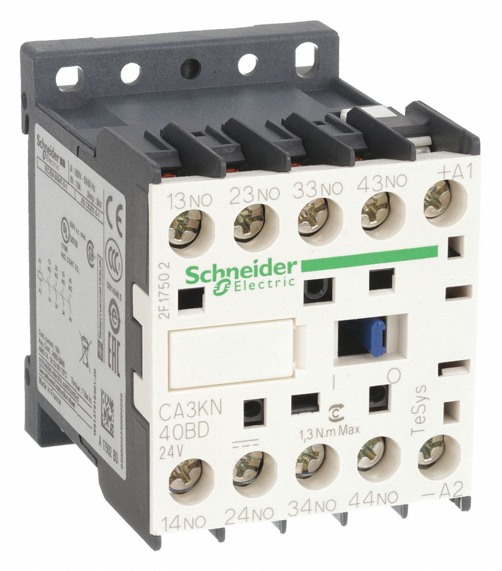 SCHNEIDER, DIN-Rail & Surface Relay Mounting, 24V DC Coil Volt, IEC ...