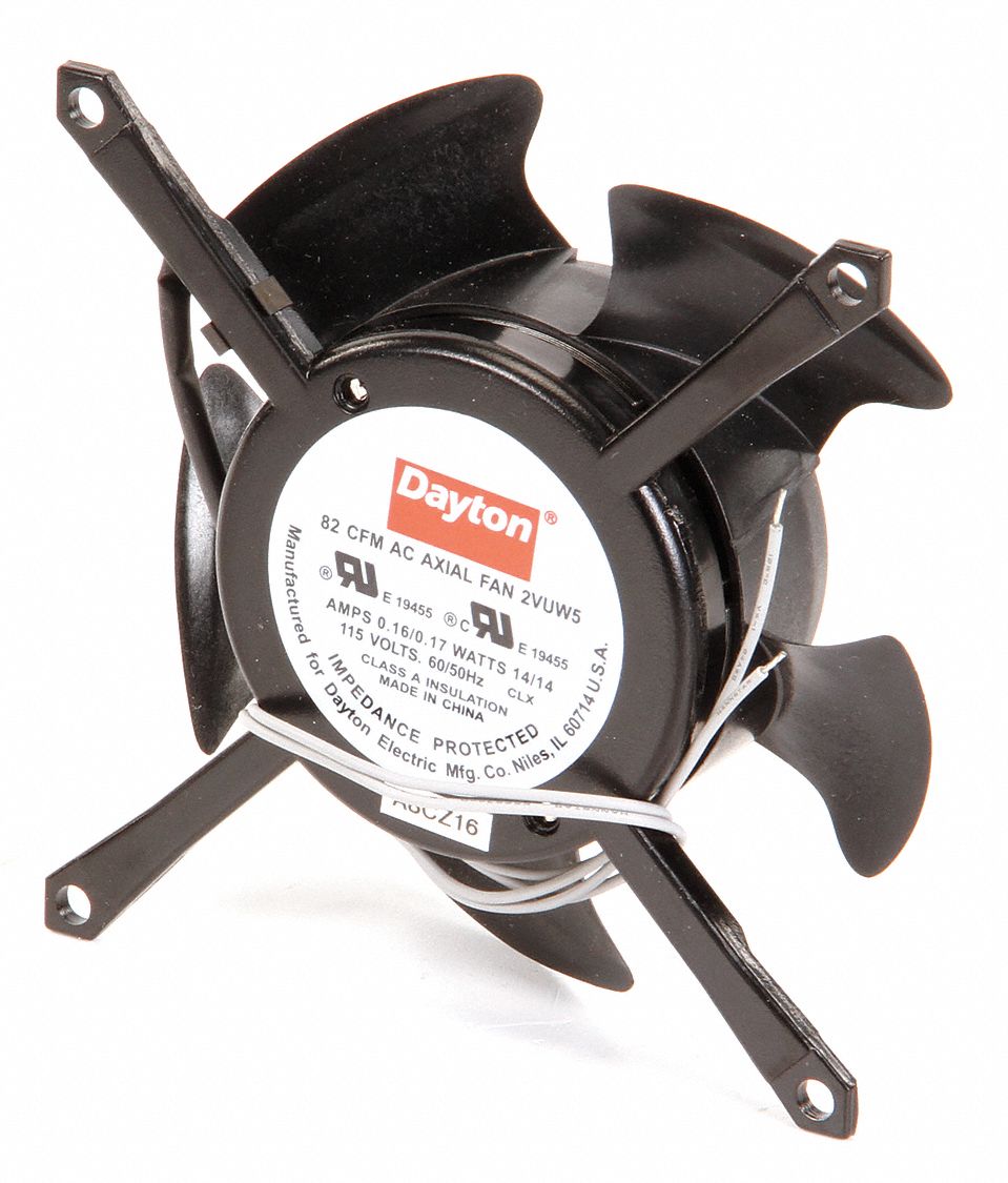DAYTON, 4 7/16 in Ht, 1 1/2 in Dp, Standard Skeleton Axial Fan - 2VUW5 ...