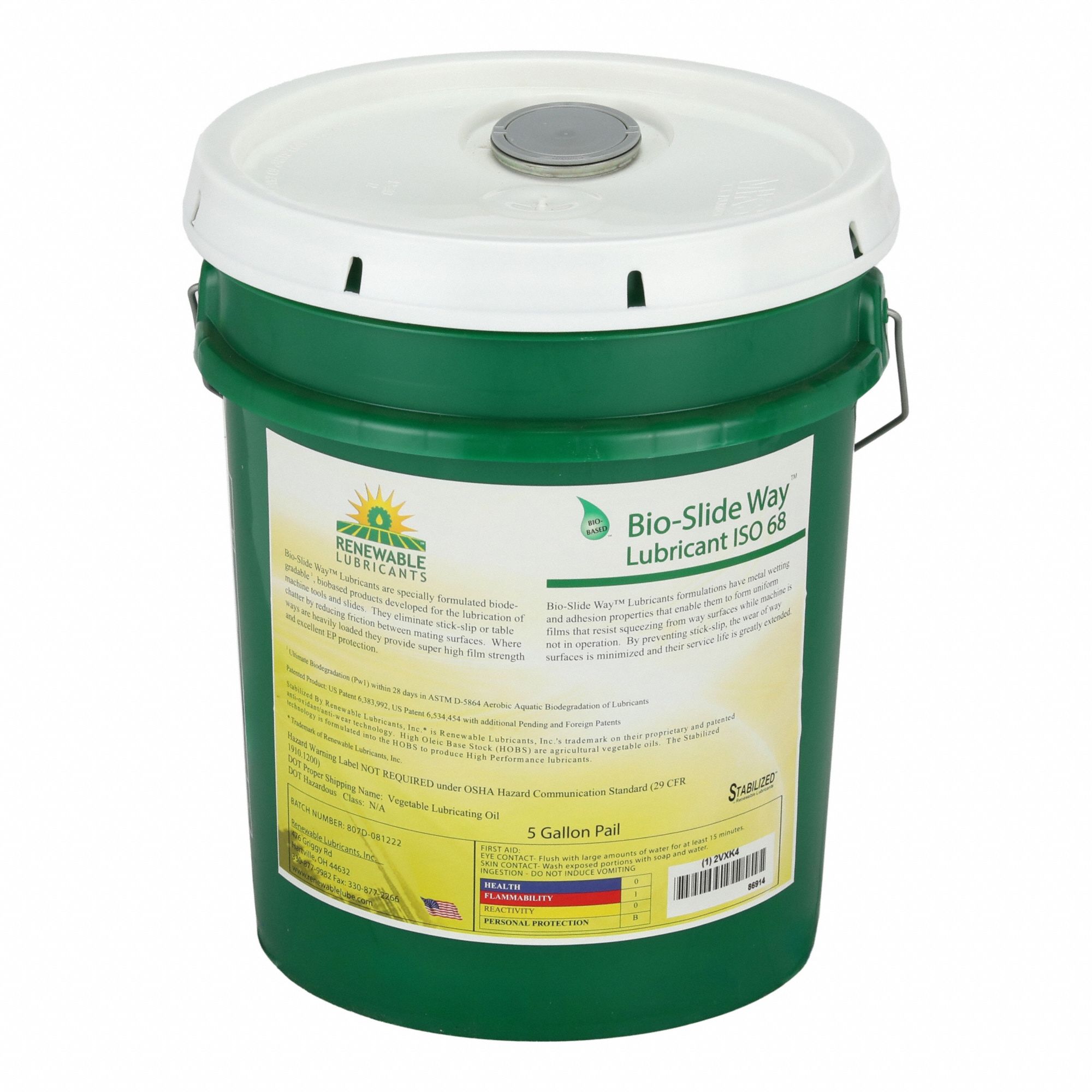 RENEWABLE LUBRICANTS, Bio-Slide Way, 5 gal, Bio-Slide Way Lubricant ...