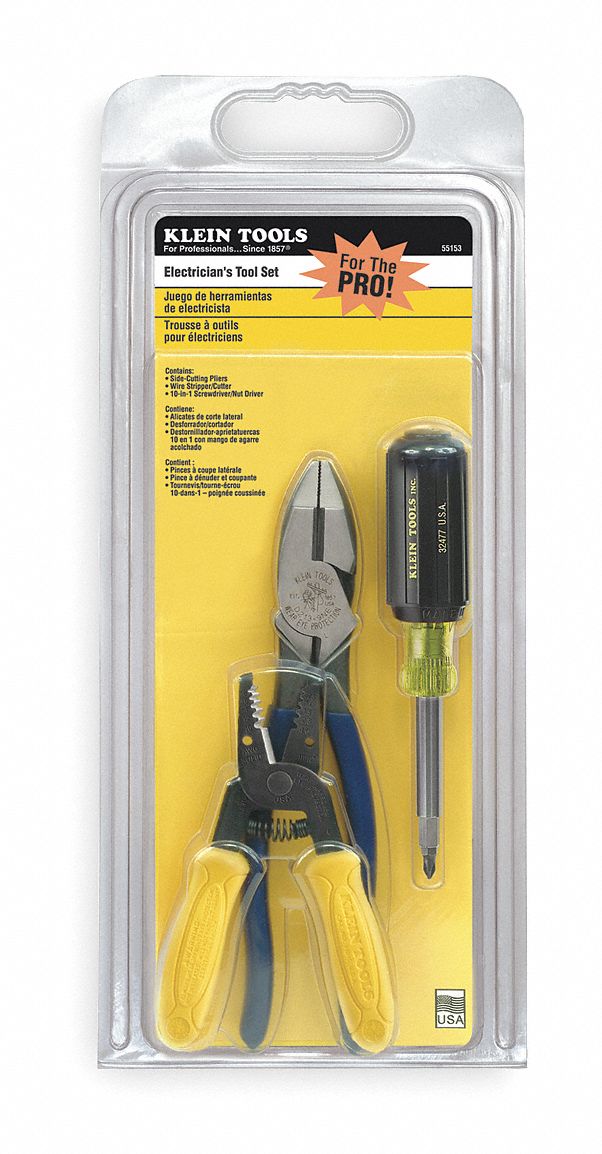 KLEIN TOOLS 3-PC Electricians Tool Set - 2VZC2|55153 - Grainger