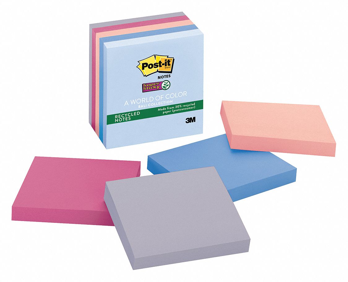 POST-IT, Assorted Pastel, Super Sticky, Sticky Notes - 2VZD8|654-5SSNRP ...