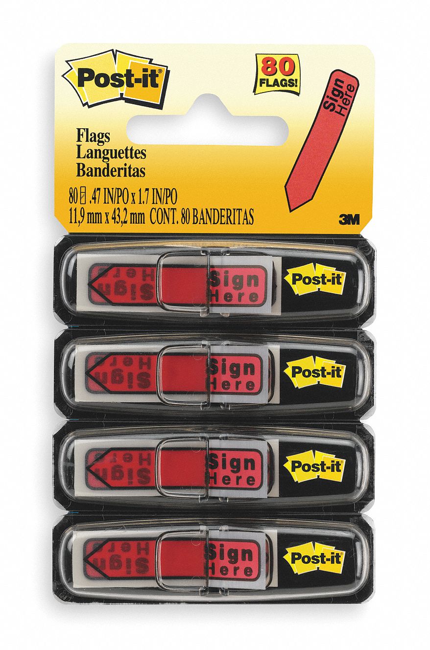 POST-IT, Red, 20 Sheets per Pad, Sticky Arrows - 2VZF2|684-RDSH - Grainger