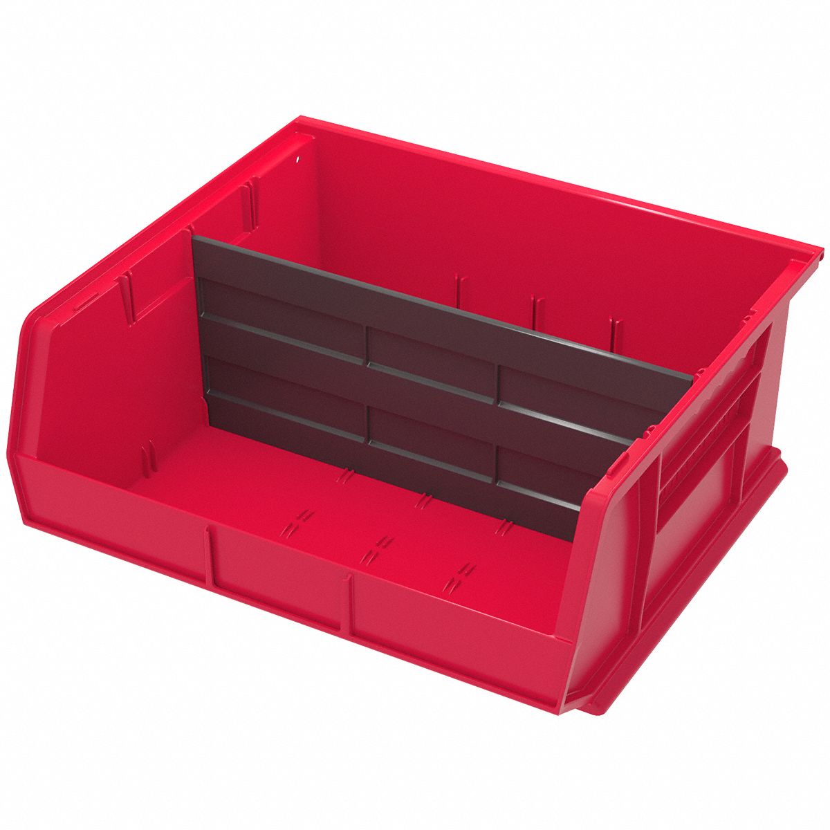 AKRO-MILS Hang and Stack Bin: 16 1/2 in x 14 3/4 in x 7 in, Red, Label ...