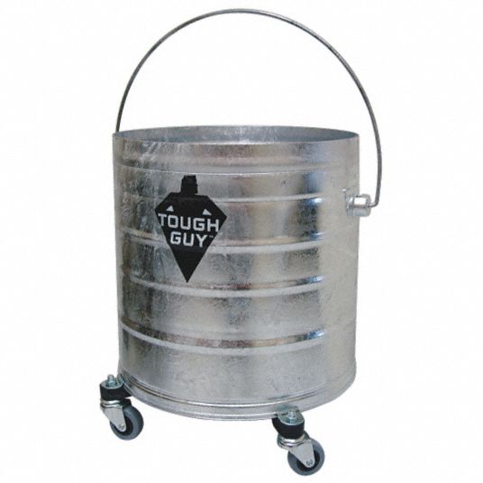 TOUGH GUY, Galvanized Steel, Silver, Bucket - 2W317|2W317 - Grainger