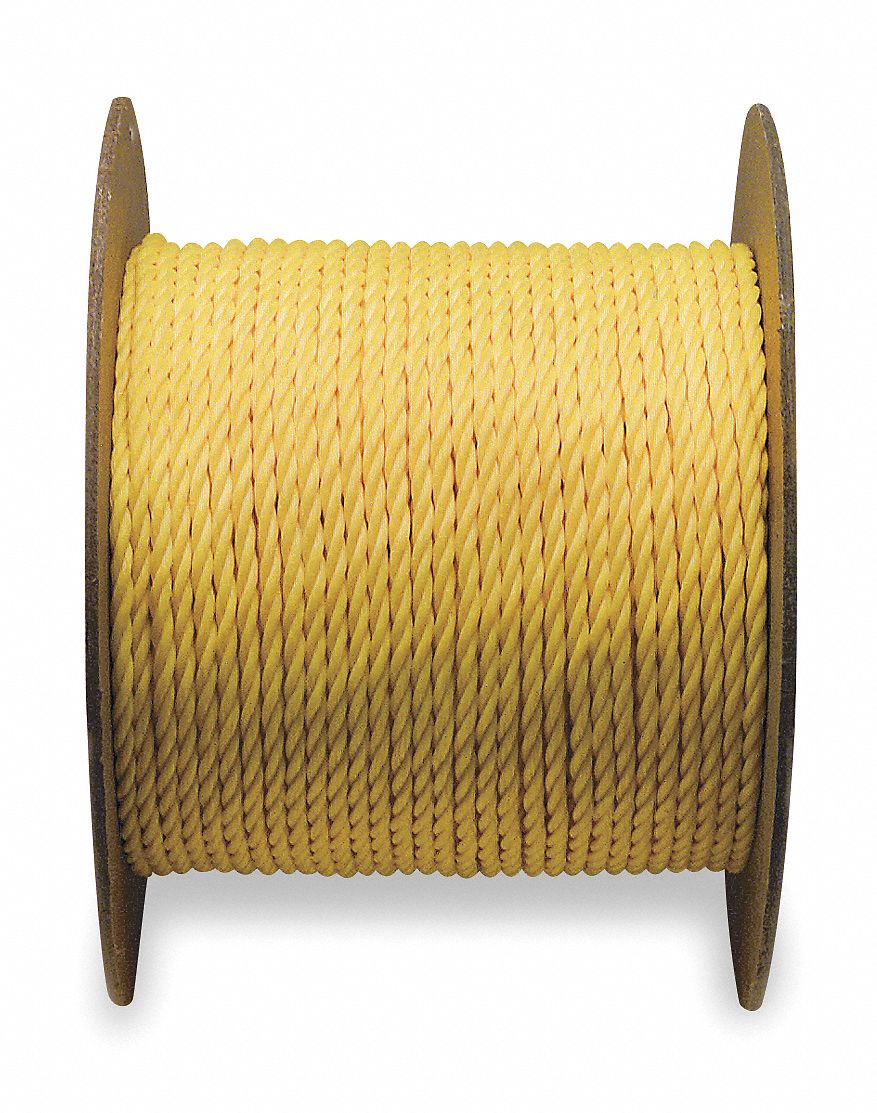 1/4 in dia. Polypropylene All Purpose General Utility Rope, Yellow, 600 ...