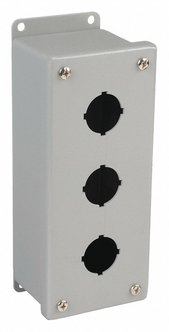 WIEGMANN, 30mm, 3 Holes, Push Button Enclosure - 2W836|PB3 - Grainger