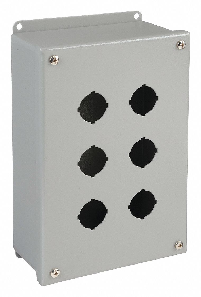 WIEGMANN, 30mm, 4 Holes, Push Button Enclosure - 2W837|PB6 - Grainger