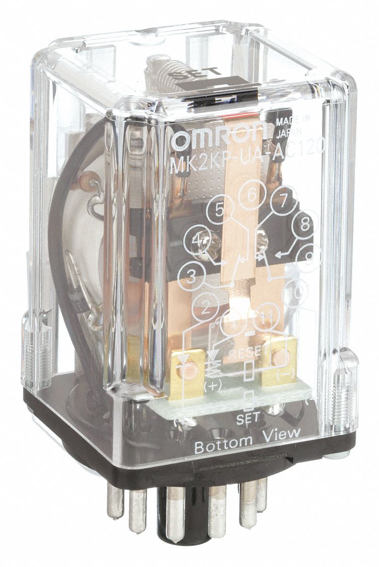 OMRON, Socket Mounted, 5 A Current Rating, Latching Relay - 2W923|MK2KP-UA-AC120 - Grainger