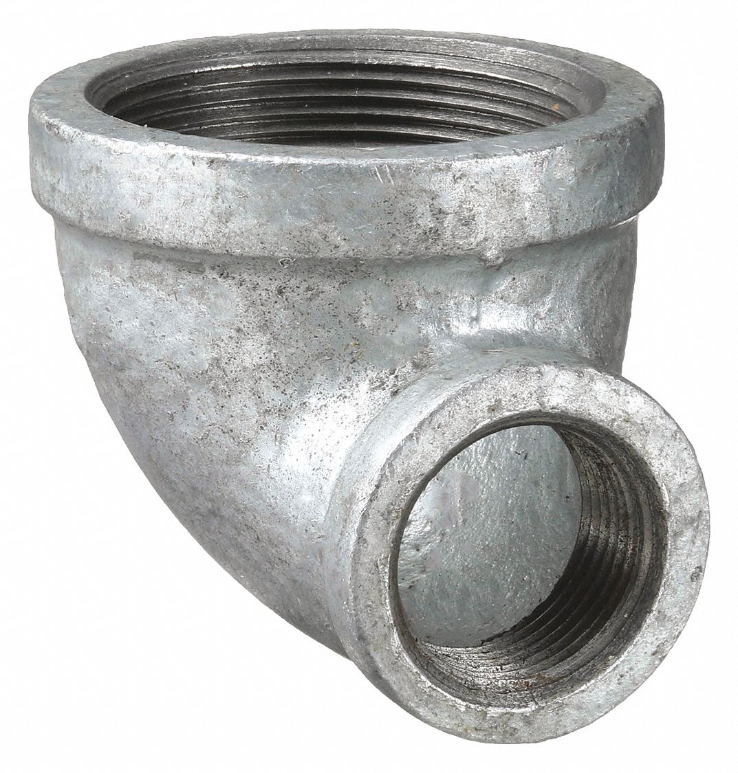 Galvanized Malleable Iron Reducing Elbow, 90°, 2" x 1" Pipe Size, FNPT ...