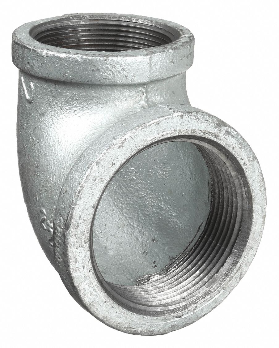 Malleable Iron, 2 1/2 in x 2 in, 90° Reducing Elbow - 2WE99|510-198 ...