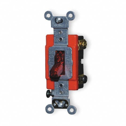 Pilot Lit Wall Swtch,1-Pole,20A,120V,Red - Grainger