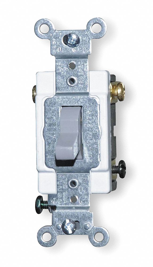 Wall Switch,3-Way,120/277V,20A,Wht,Toggl - Grainger