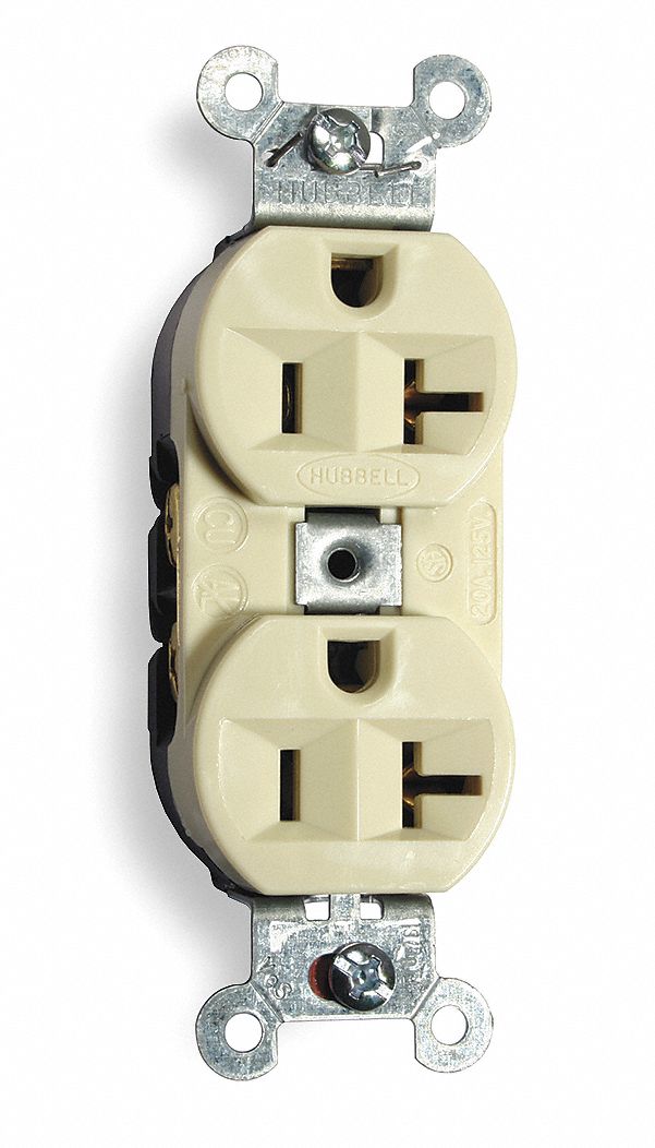20, Industrial, Receptacle, Ivory, No Tamper Resistant - Grainger