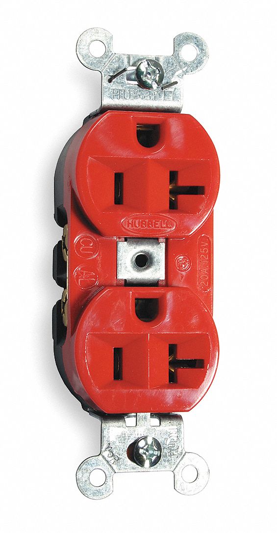 20, Industrial, Receptacle, Red, No Tamper Resistant - Grainger