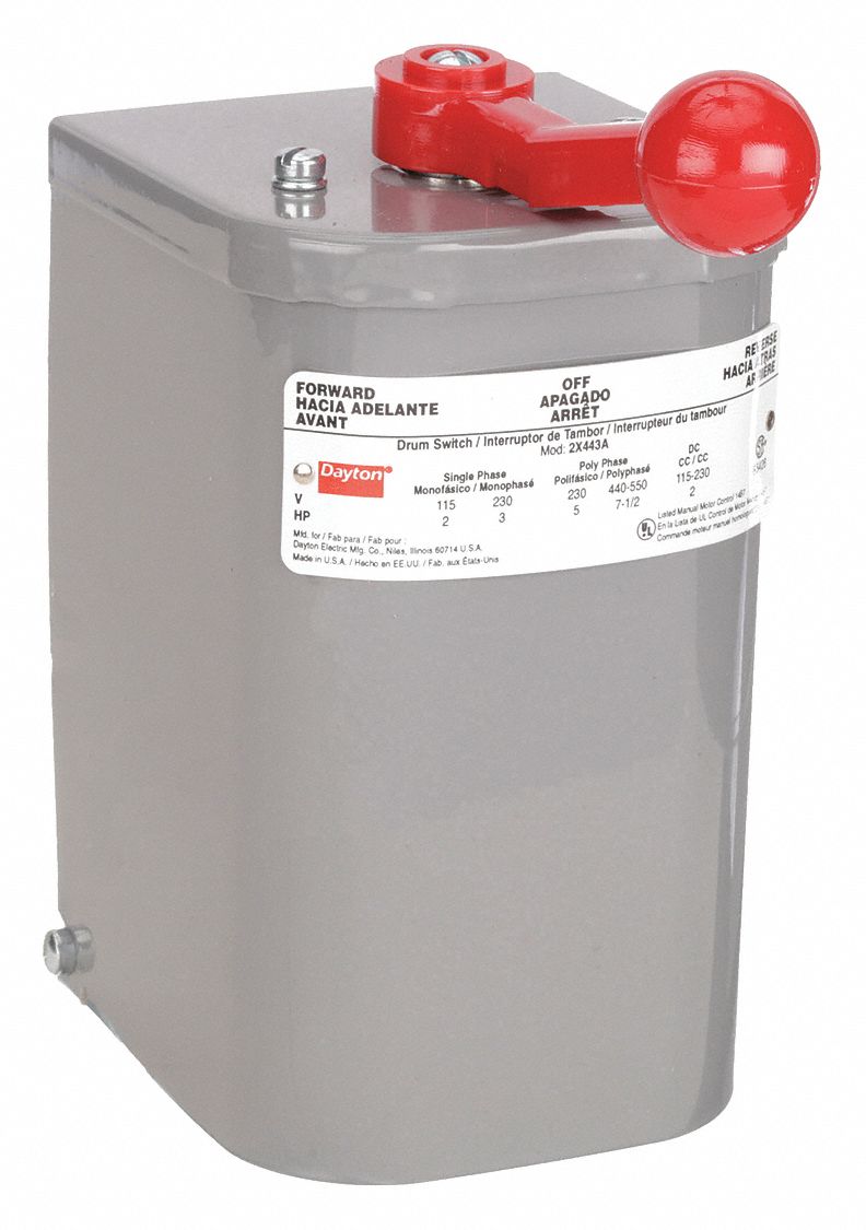 DAYTON, 3 Pole, Single Phase, Drum Switch - 2X443|2X443 - Grainger