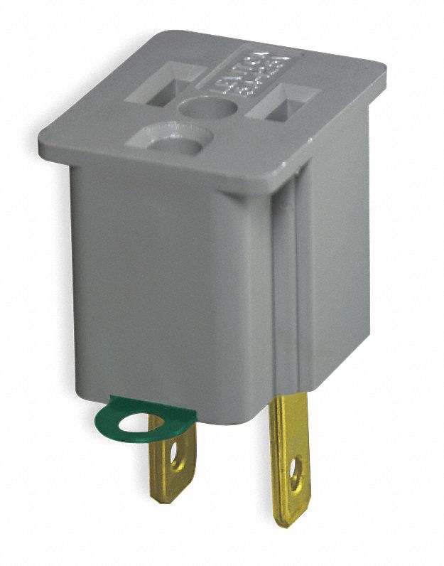 Parallel Ground Adapter, Gray, Connector Type: 5-15R, Plug ...