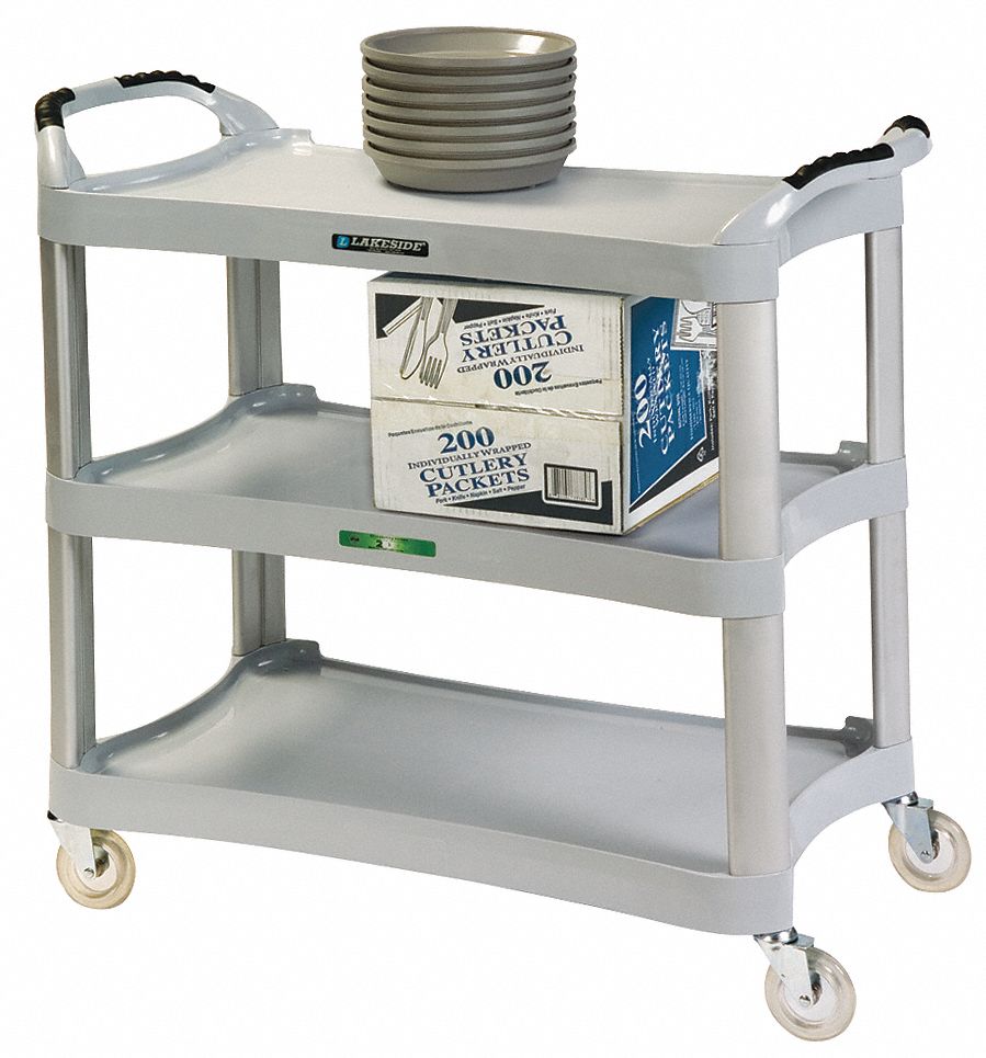 LAKESIDE, 500 lb Max Load Capacity, 3 Shelves, Utility Cart - 2XJH1 ...
