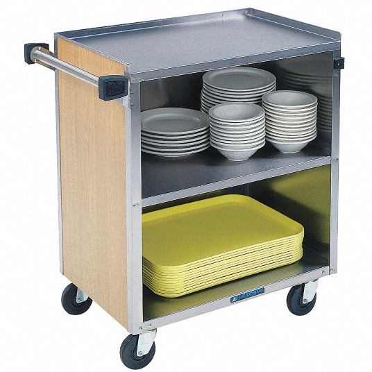 LAKESIDE Bussing Cart, 500 lb Load Capacity, Stainless Steel, Gray Sand ...