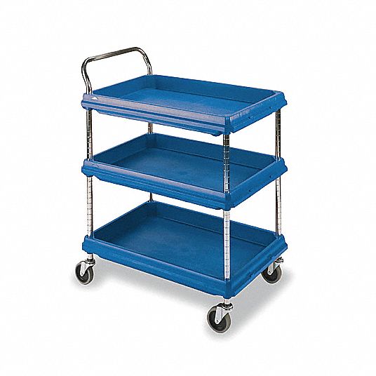 Utility Cart, 400 lb Load Capacity, Number of Shelves 3, 36 in x 26 in ...