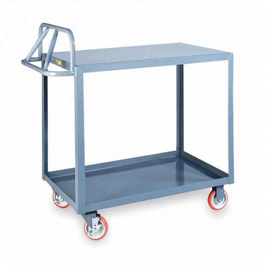 Raised Handle Utility Cart, Load Capacity 1200 lb, Number of Shelves 2 ...