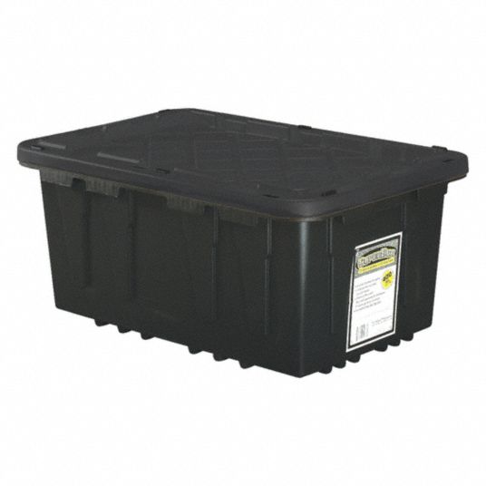 Storage Tote, Color Black/Yellow, Outside Height 14 1/2 in, Outside ...