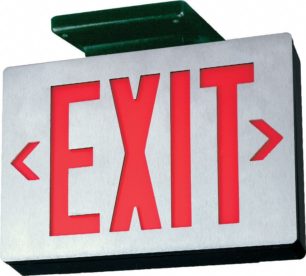 LITHONIA LIGHTING Exit Sign: Emergency Battery Backup, LED, Black, Red ...