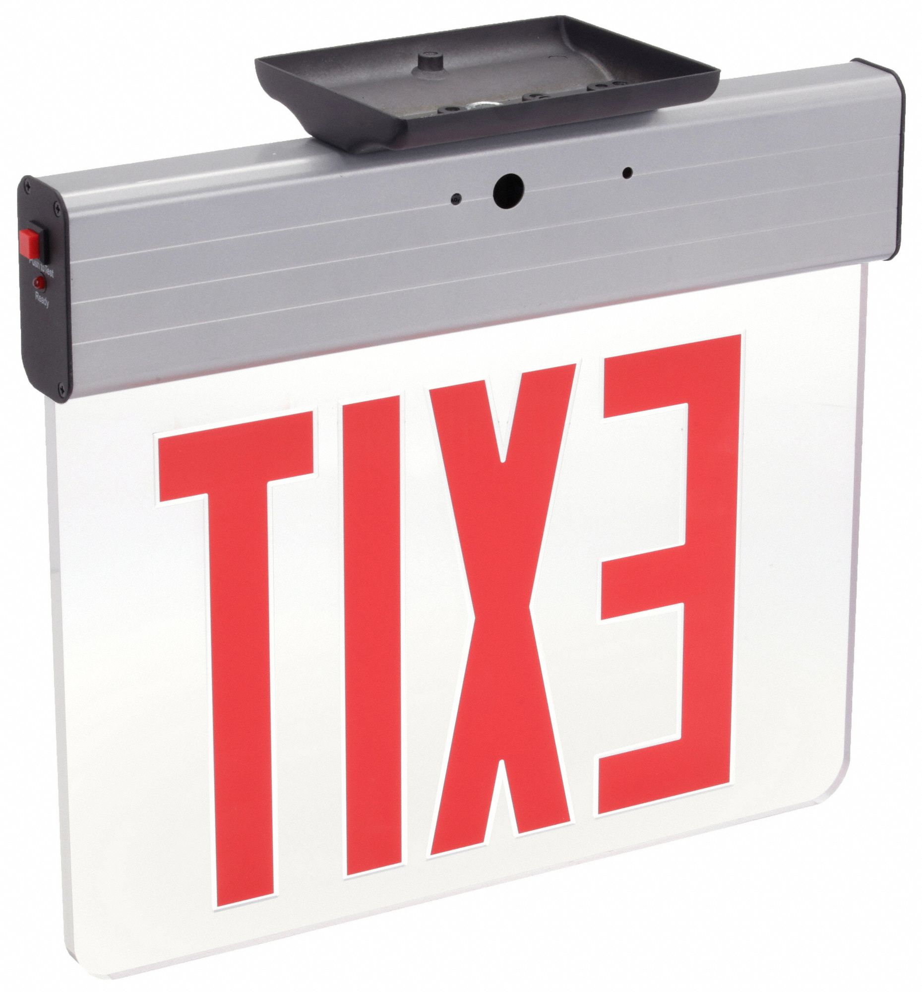 LITHONIA LIGHTING Edge-lit Exit Sign: 1 Faces, Red, Aluminum, Universal ...