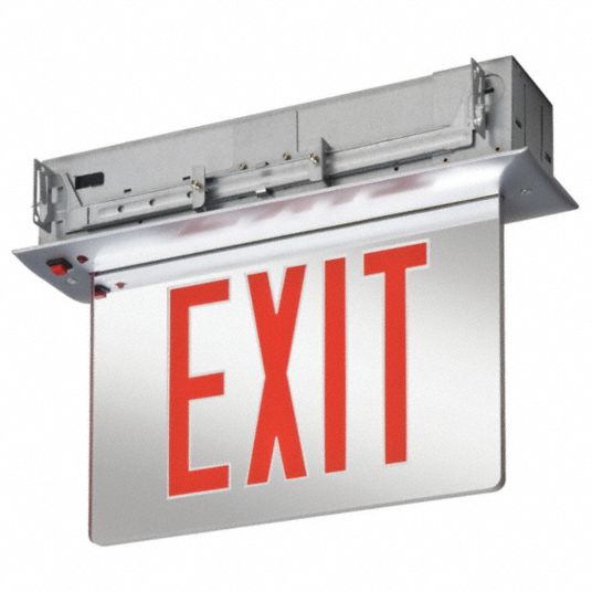LITHONIA LIGHTING Edge-lit Exit Sign: 2 Faces, Red, Aluminum, Universal ...