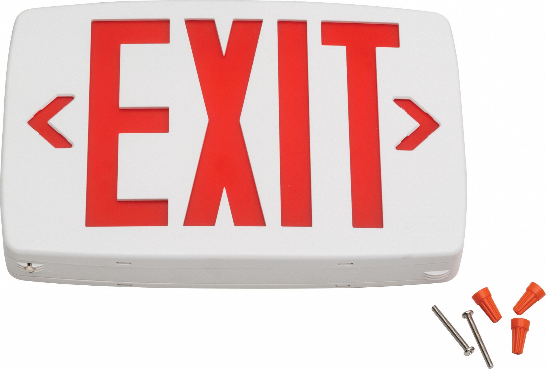 LITHONIA LIGHTING Exit Sign: Emergency Battery Backup, LED, White, Red ...