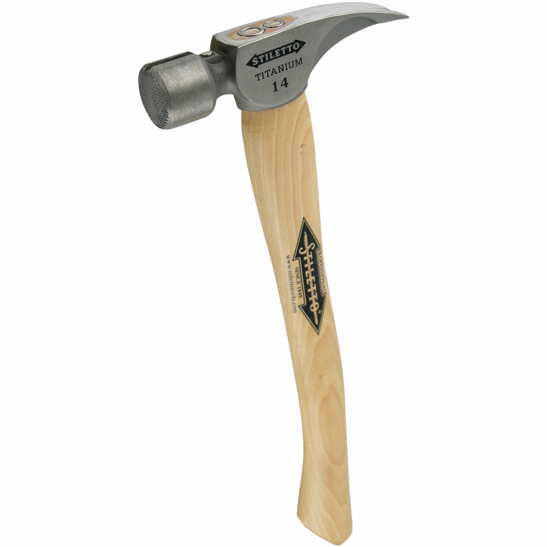 STILETTO Straight Claw Hammer: Titanium, Plain Grip, Wood Handle, 14 oz ...