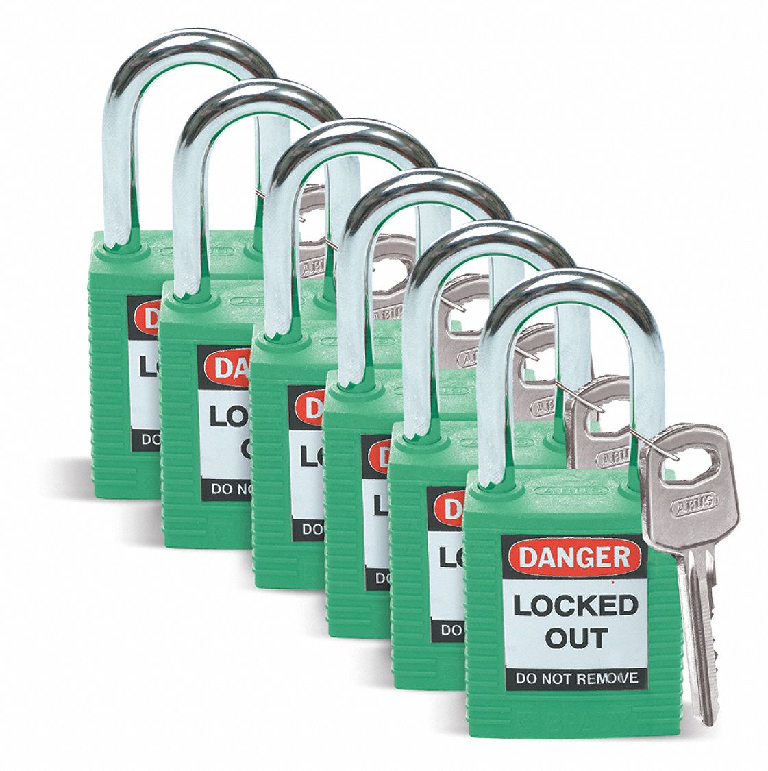 BRADY LOCKOUT PADLOCK,GREEN,BODY 1-3/4" H,PK6 - Lockout Padlocks ...