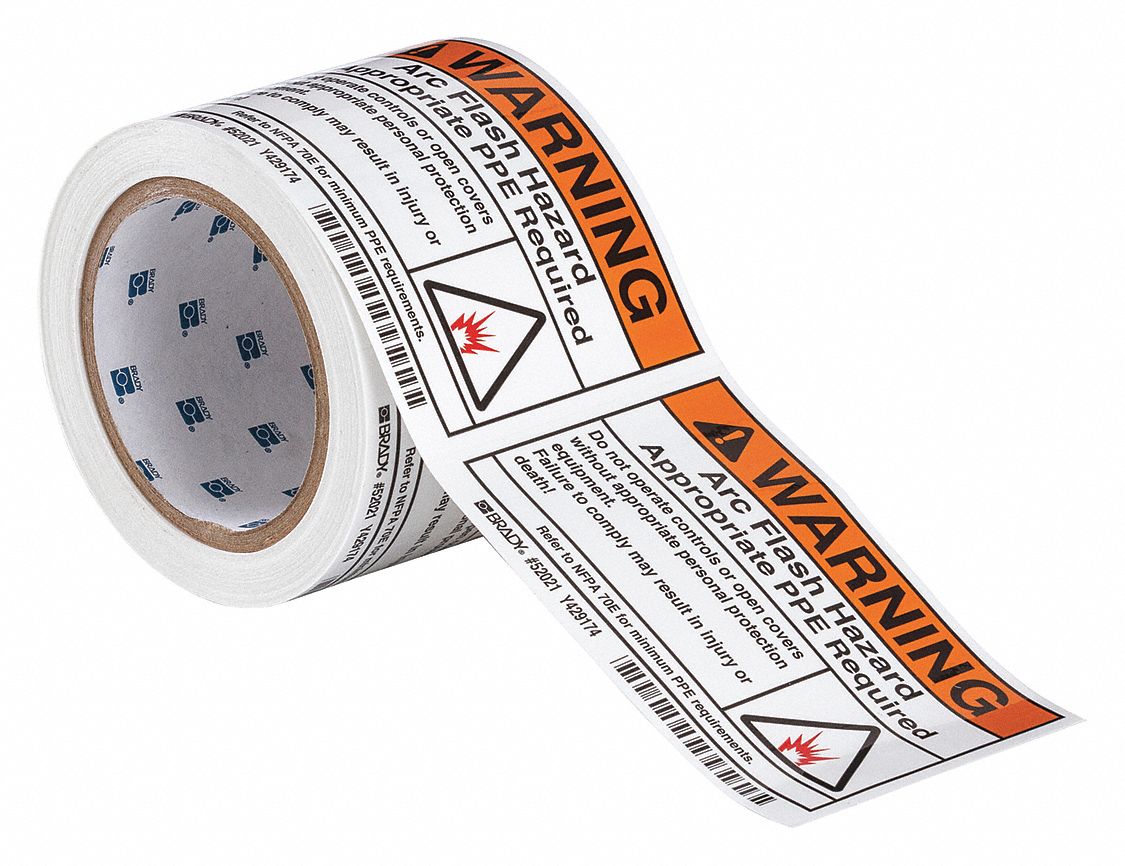 BRADY ARC FLASH PROTECTION LABEL,PK100 - Safety, Facility and Grounds ...