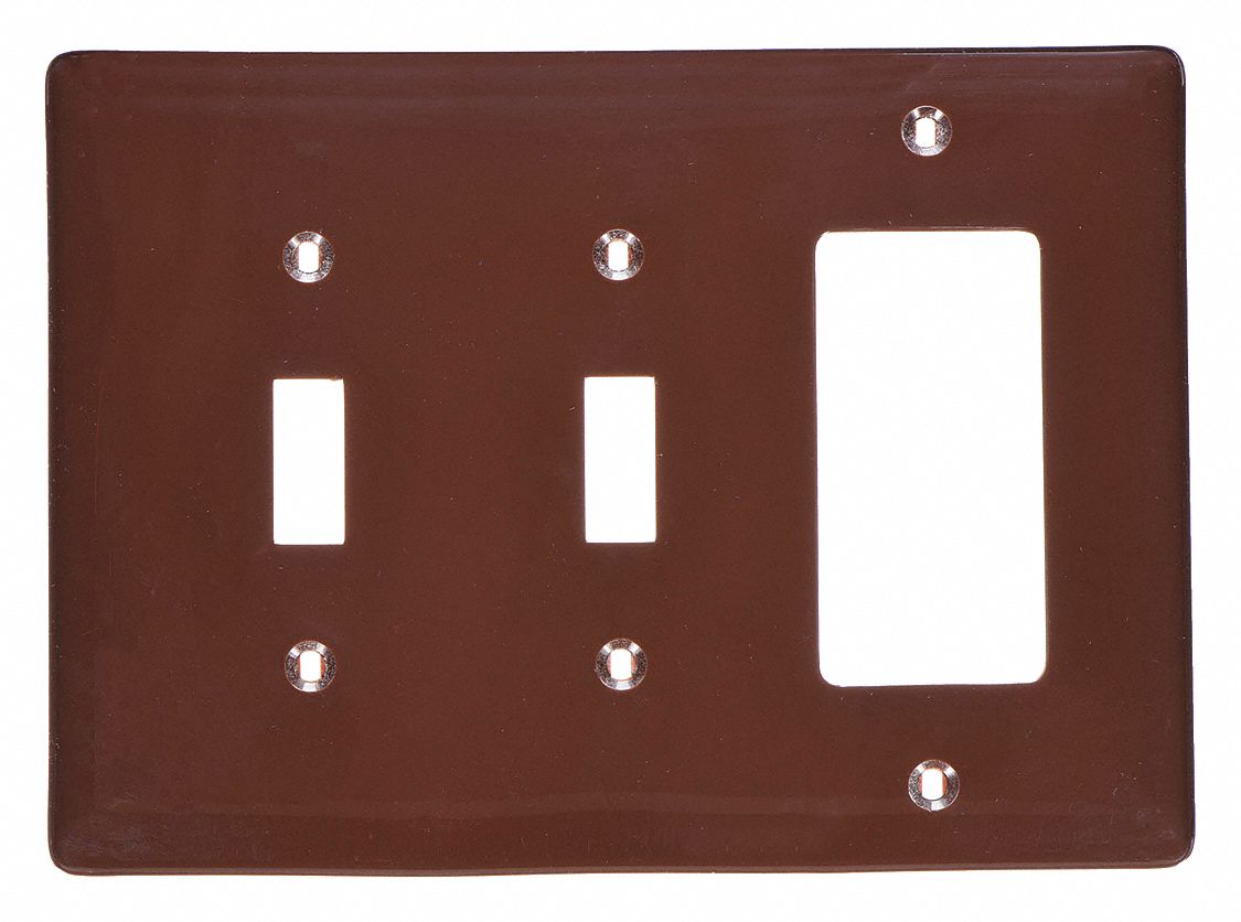 Toggle Switch/Rocker Wall Plate: 3 Gangs, Mid Size, Light Almond - Grainger