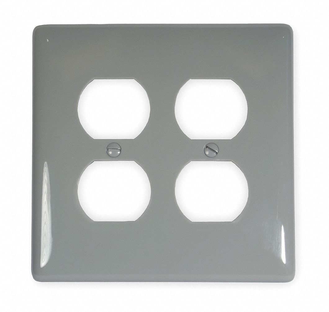 HUBBELL WIRING DEVICE-KELLEMS Duplex Receptacle Wall Plate: 2 Gangs ...