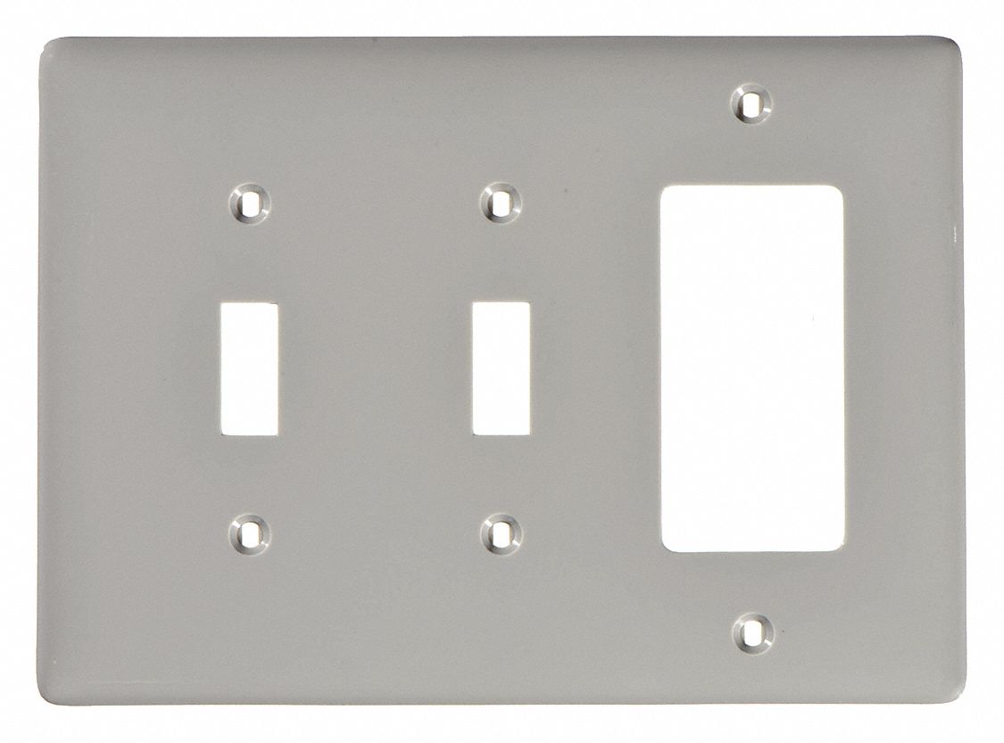 Toggle Switch/Rocker Wall Plate, Gray, Number of Gangs 3, Weather ...