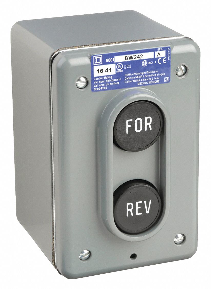 SQUARE D, (2) Flush Push Buttons, 0 Pilot Lights, Control Station ...