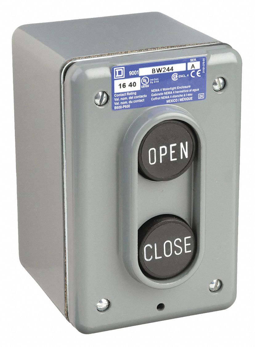 SQUARE D, (2) Flush Push Buttons, 0 Pilot Lights, Control Station ...