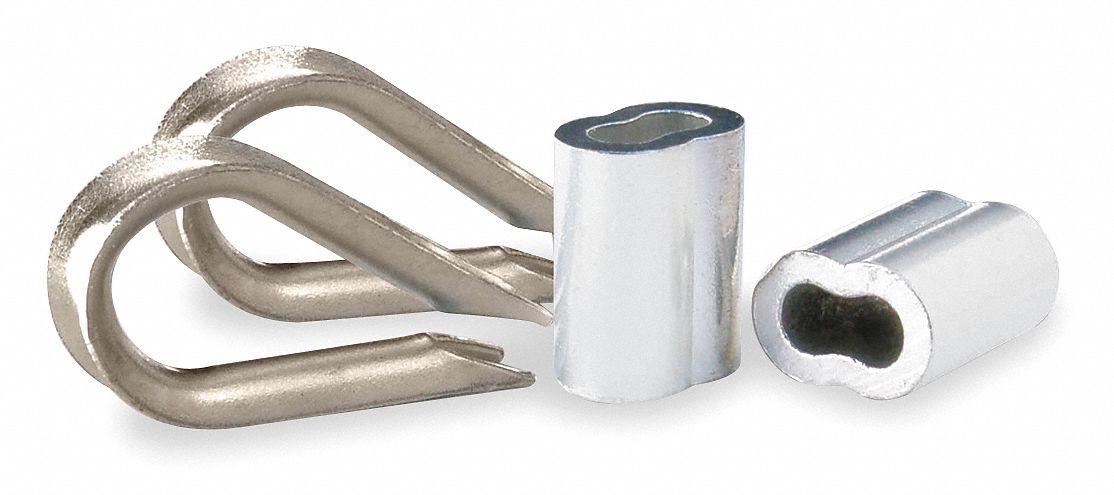 Sleeve and Thimble Kit, For Wire Rope Dia. 3/8 in, Stainless Steel ...
