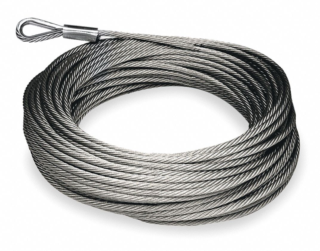 Cable, 304 Stainless Steel, 7 x 19, 1/4 in Cable Size, 1/4 in Outside ...
