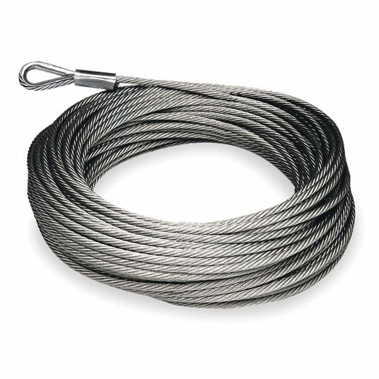 Cable, 304 Stainless Steel, 7 x 19, 1/4 in Cable Size, 1/4 in Outside ...